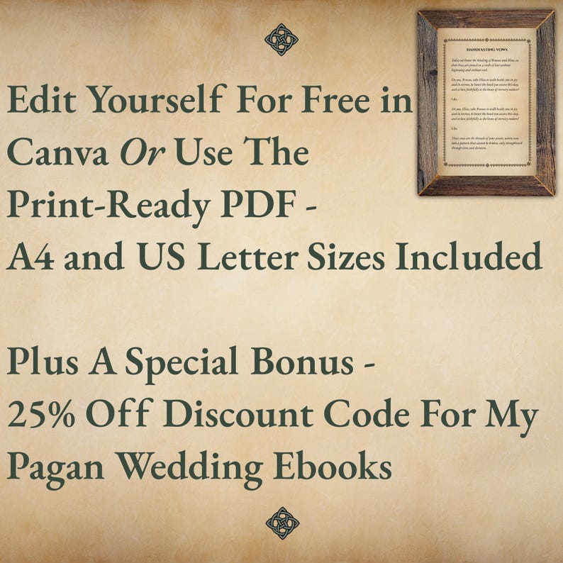 Handfasting Vows Script Celtic Knot Pagan Wedding Ceremony Vows Wiccan ...
