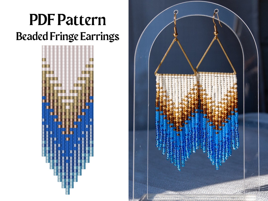Bead Pattern for Brick Stitch Fringe Beaded Earrings | Bead Weaving ...