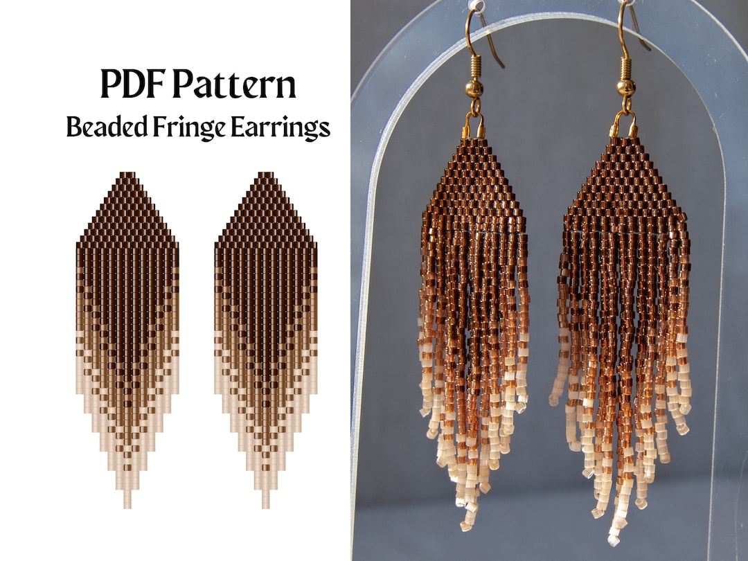 Bead Pattern for Brick Stitch Beaded Earrings | Bead Weaving Earrings ...