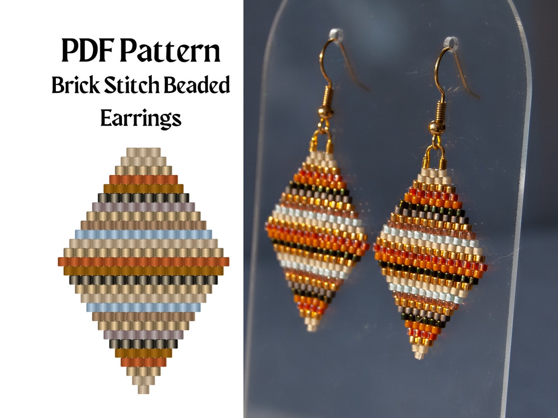 Bead Pattern for Brick Stitch Beaded Earrings | Bead Weaving Earrings ...