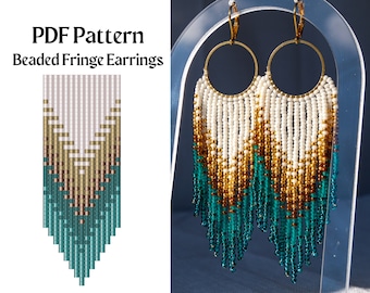 Bead Pattern for Brick Stitch Beaded Earrings | Bead Weaving Earrings ...