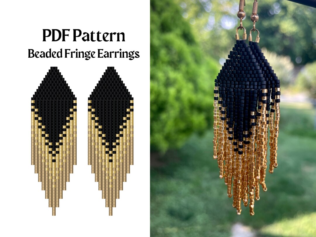 Bead Pattern for Brick Stitch Beaded Earrings | Bead Weaving Earrings ...