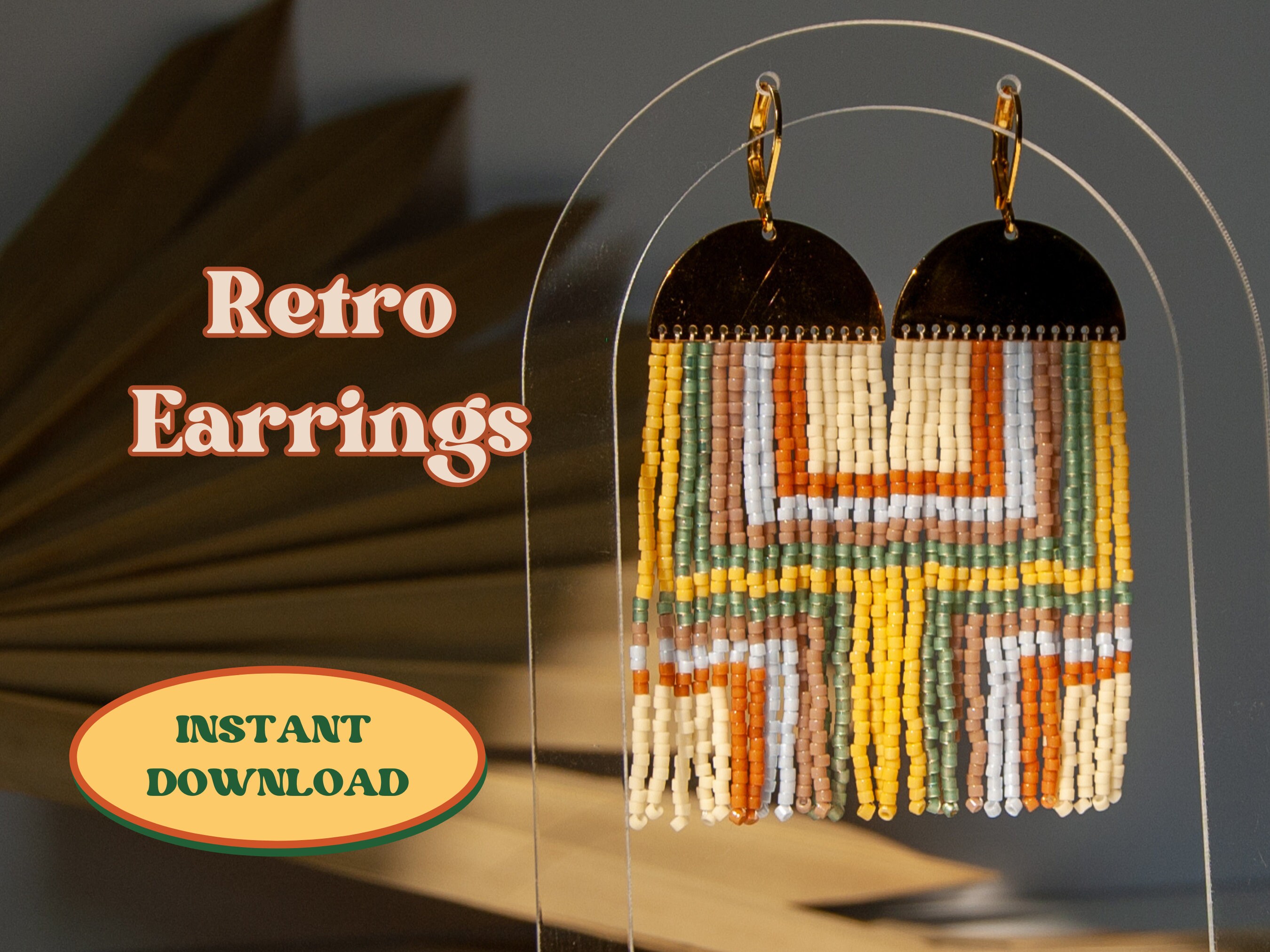 Retro Bead Pattern for Brick Stitch Fringe Beaded Earrings Bead Weaving ...