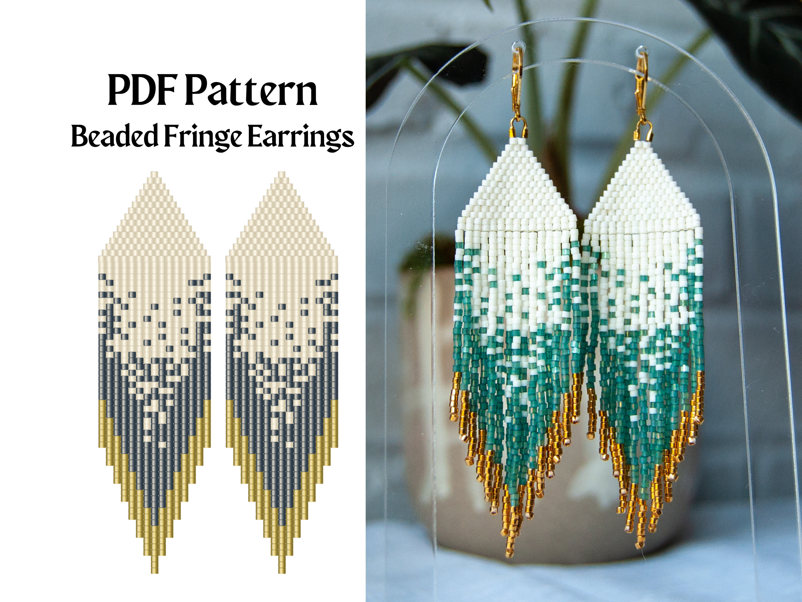 Bead Pattern for Brick Stitch Beaded Earrings | Bead Weaving Earrings ...