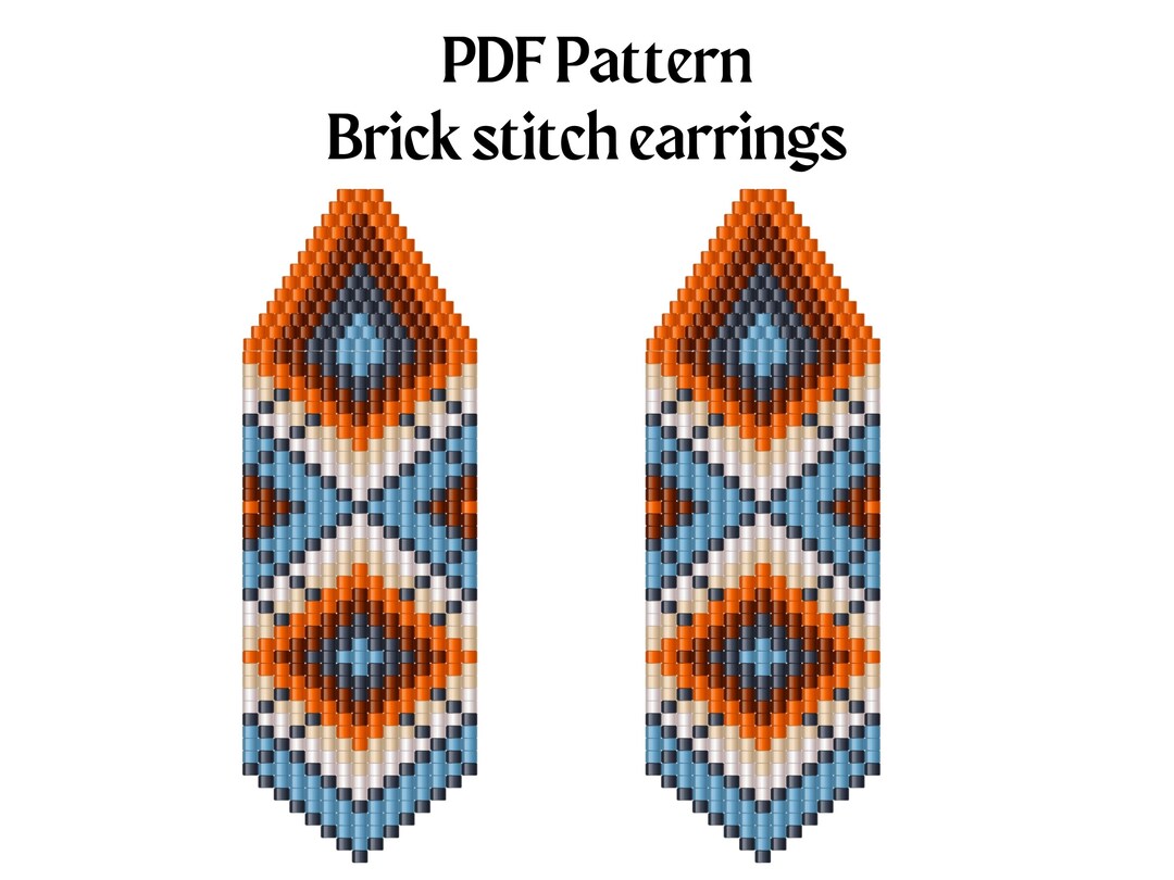 Bead Pattern for Brick Stitch Beaded Earrings | Bead Weaving Earrings ...