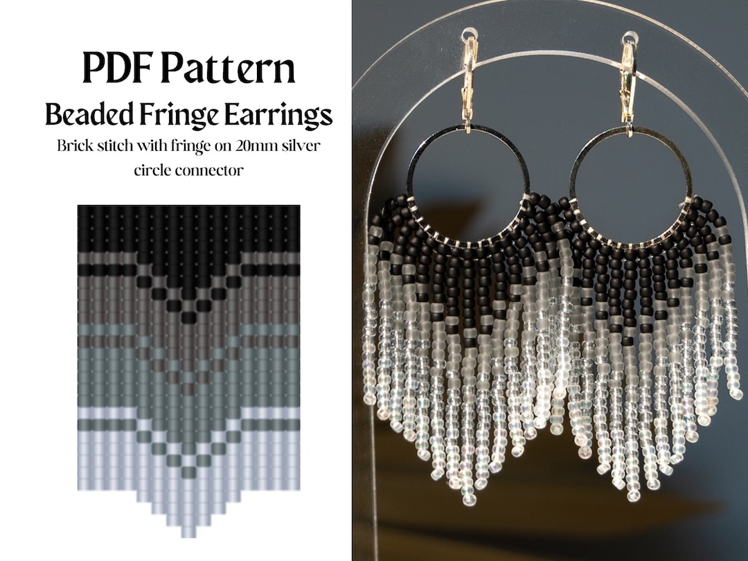 Bead Pattern for Brick Stitch Fringe Beaded Earrings | Bead Weaving ...