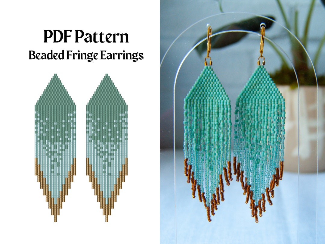 Bead Pattern for Brick Stitch Beaded Earrings | Bead Weaving Earrings ...