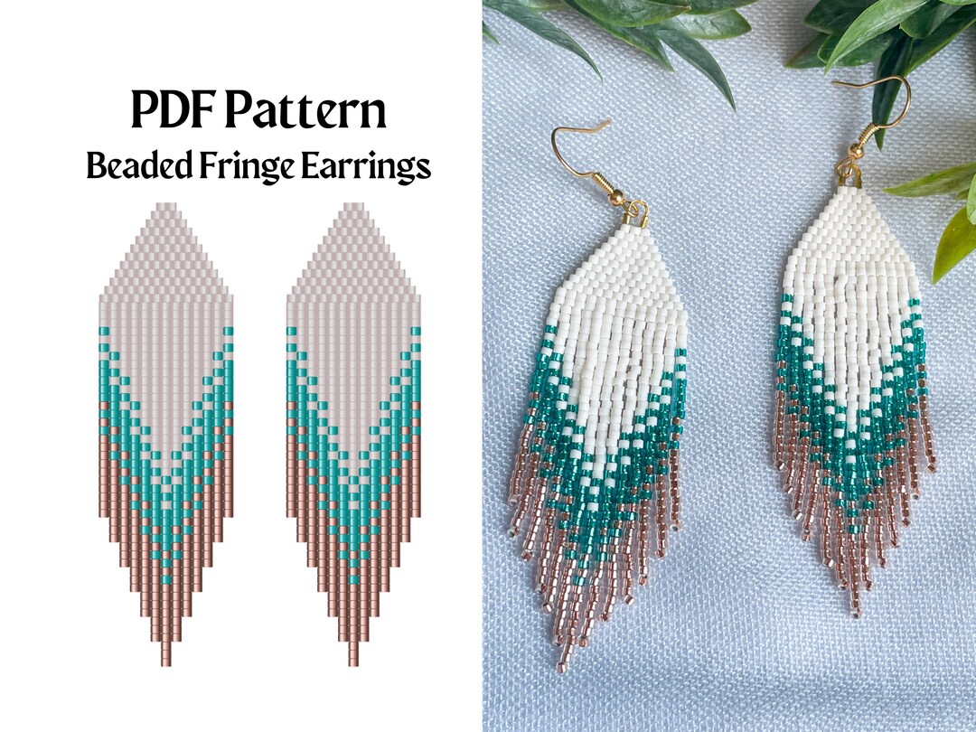 Bead Pattern for Brick Stitch Beaded Earrings | Bead Weaving Earrings ...