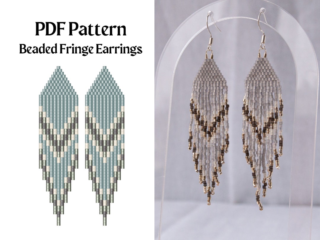 Bead Pattern for Brick Stitch Beaded Earrings | Bead Weaving Earrings ...
