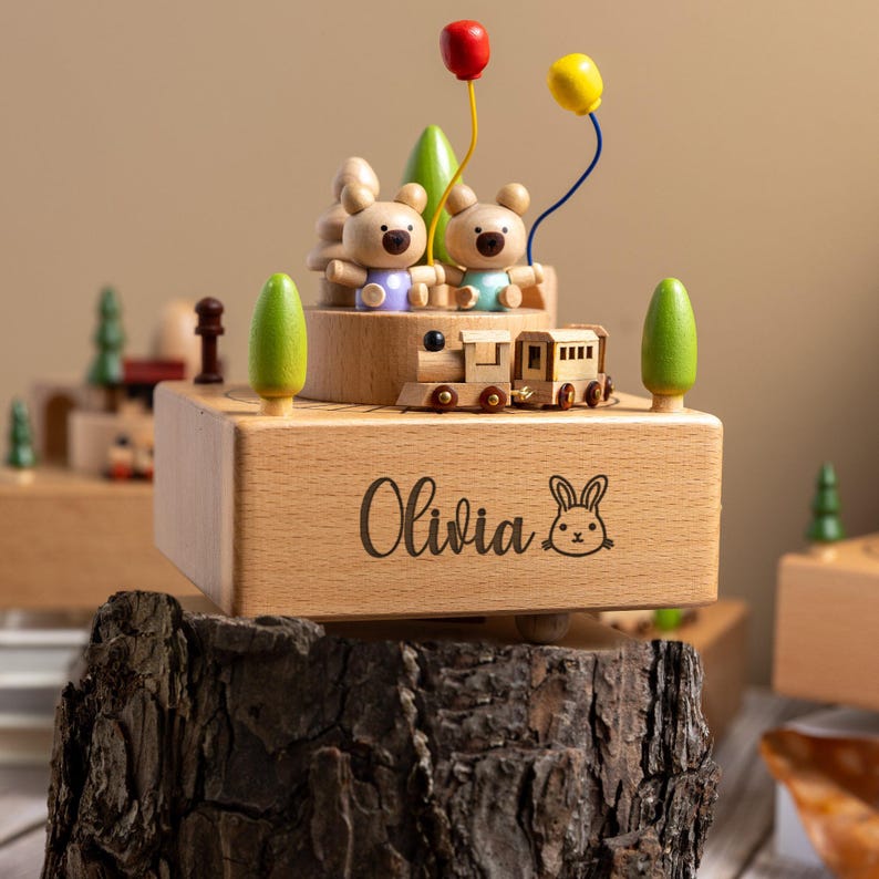 Personalized Wooden Train Music Box, Baby Shower Gift, Baby Christmas ...