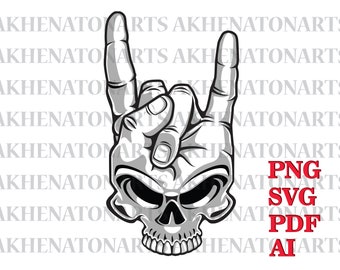 Skull Rocker Hand Svg - Etsy