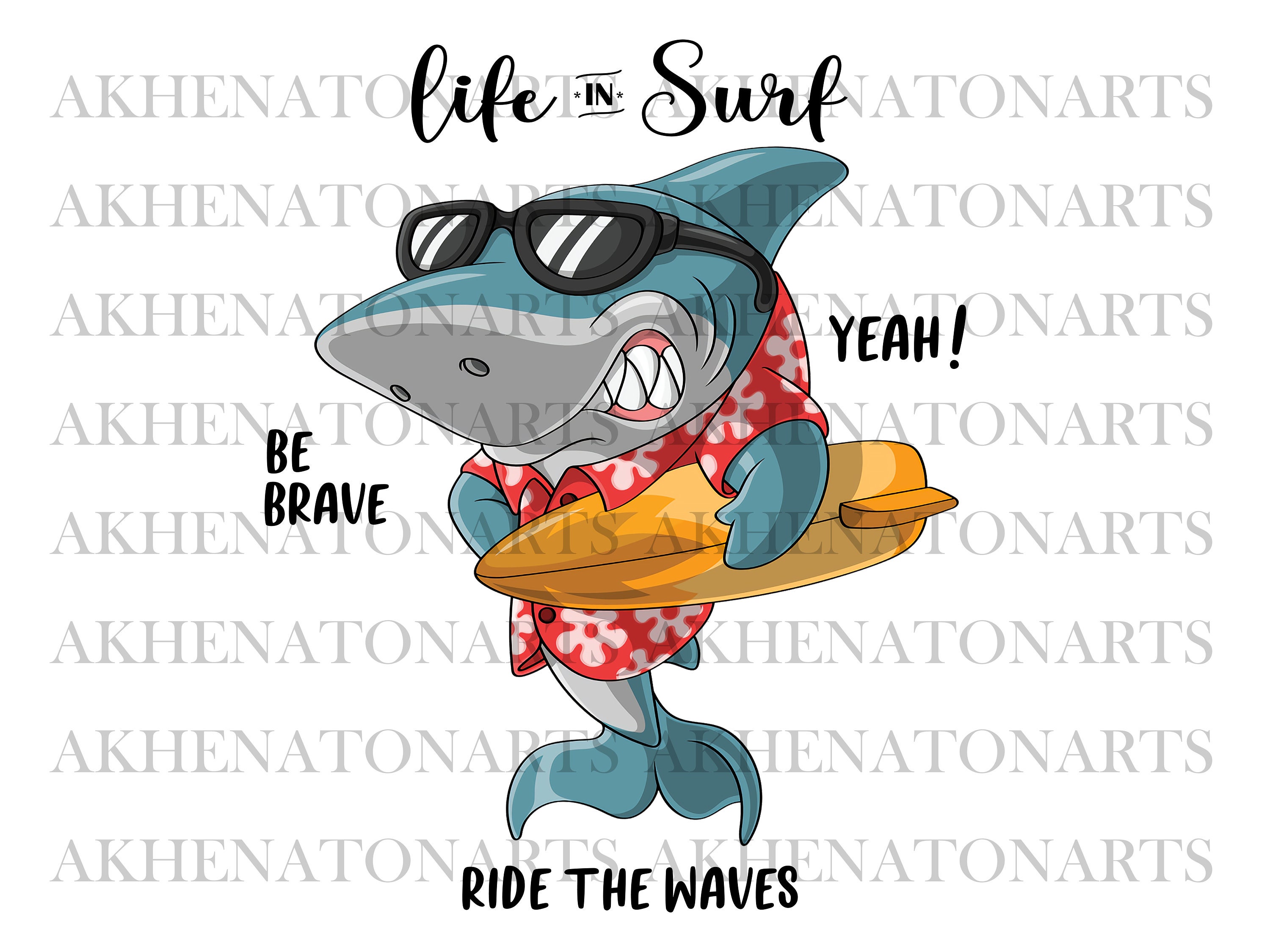 Cartoon Surfing Shark