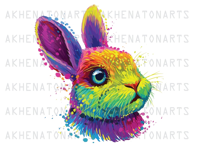 Colorful Rabbit Png Rabbit Clipart Rabbit Digital Download - Etsy