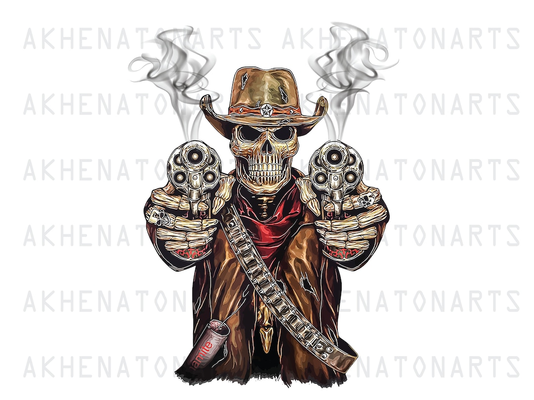 Cowboy Skeleton With Guns Png Cowboy Skull Png (Instant Download) - Etsy
