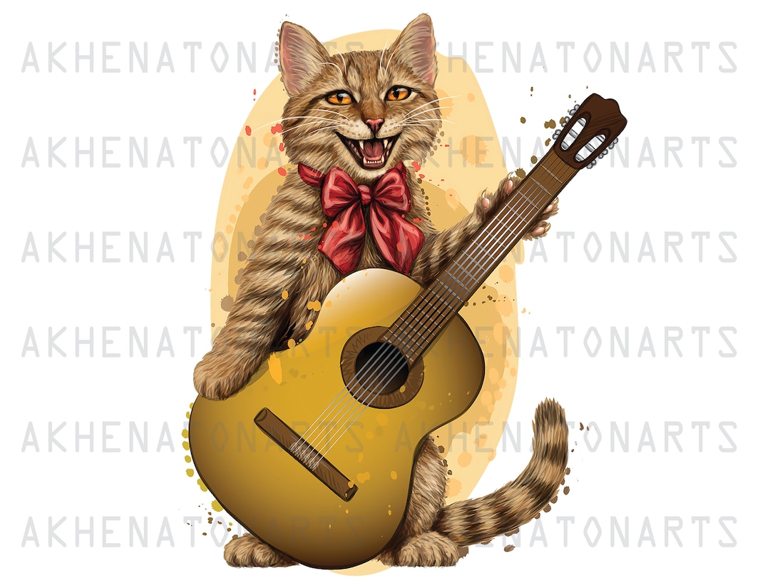 Cat Playing Guitar Png , Cat Clipart , Cat Digital Download , Cat ...