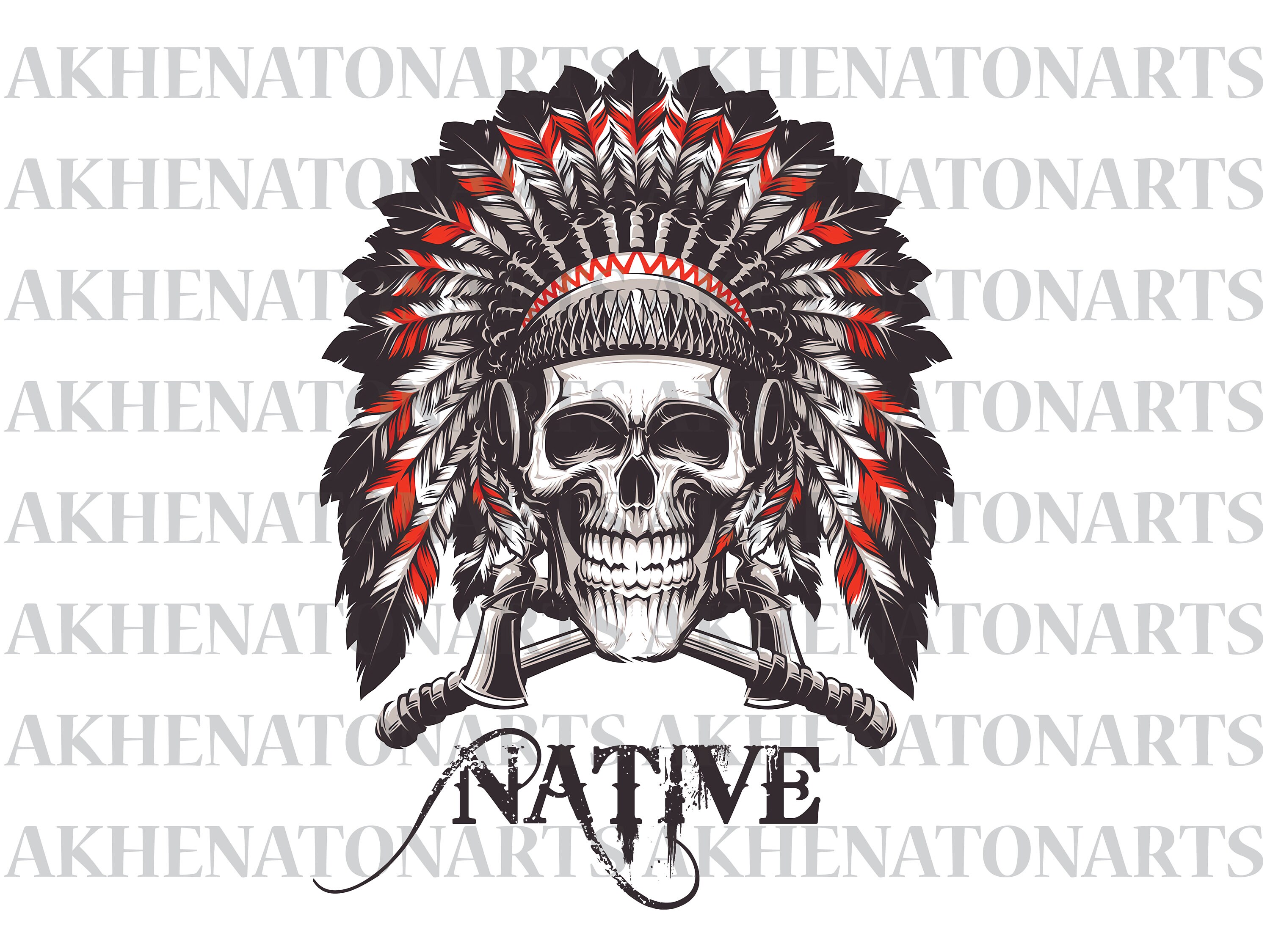 Indian Skull Png Chief Head Native American Warbonnets - Etsy Australia