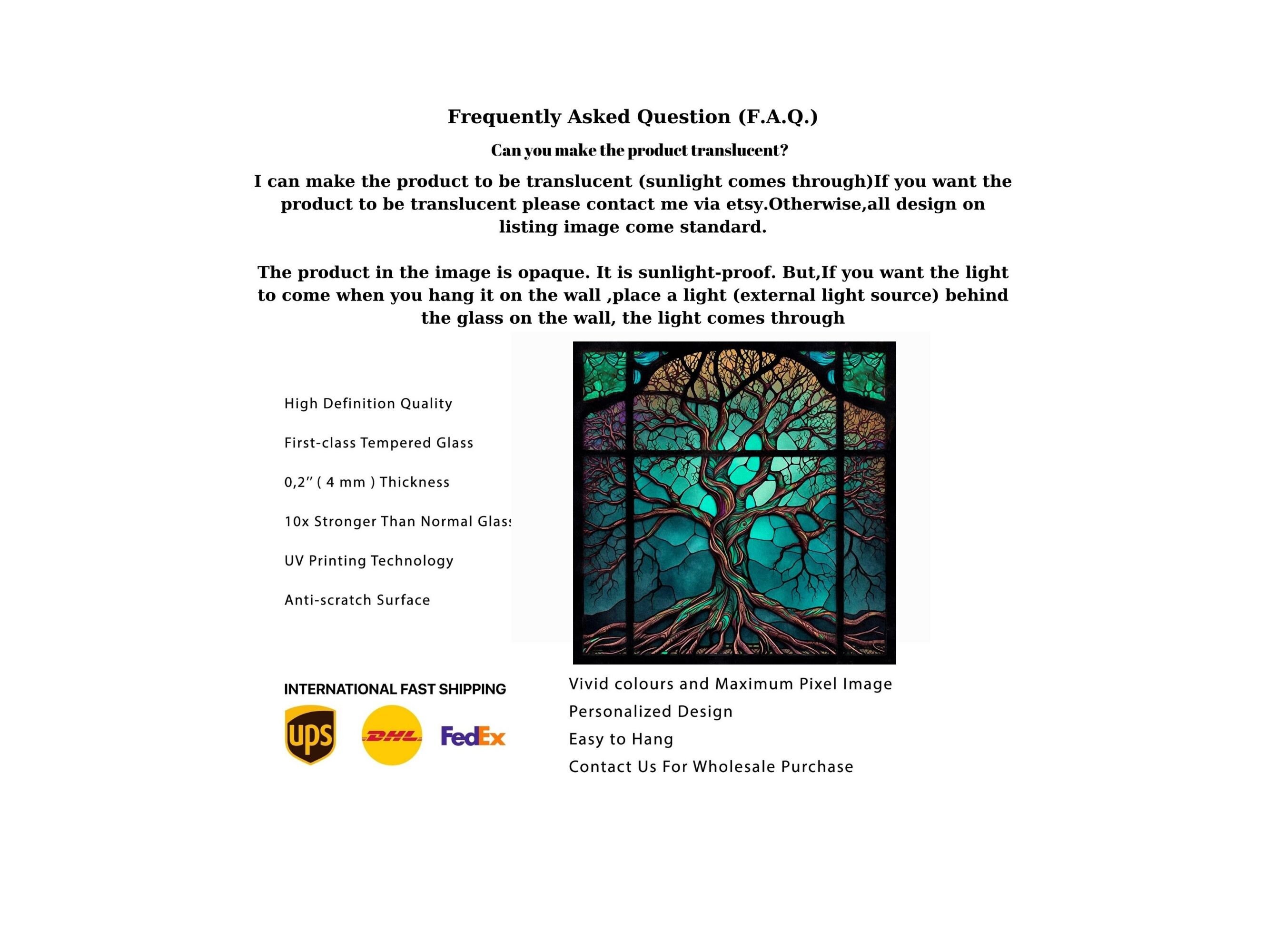 Stained Glass Painting Tree of Life, Stain Glass Printing Wall Art Work ...