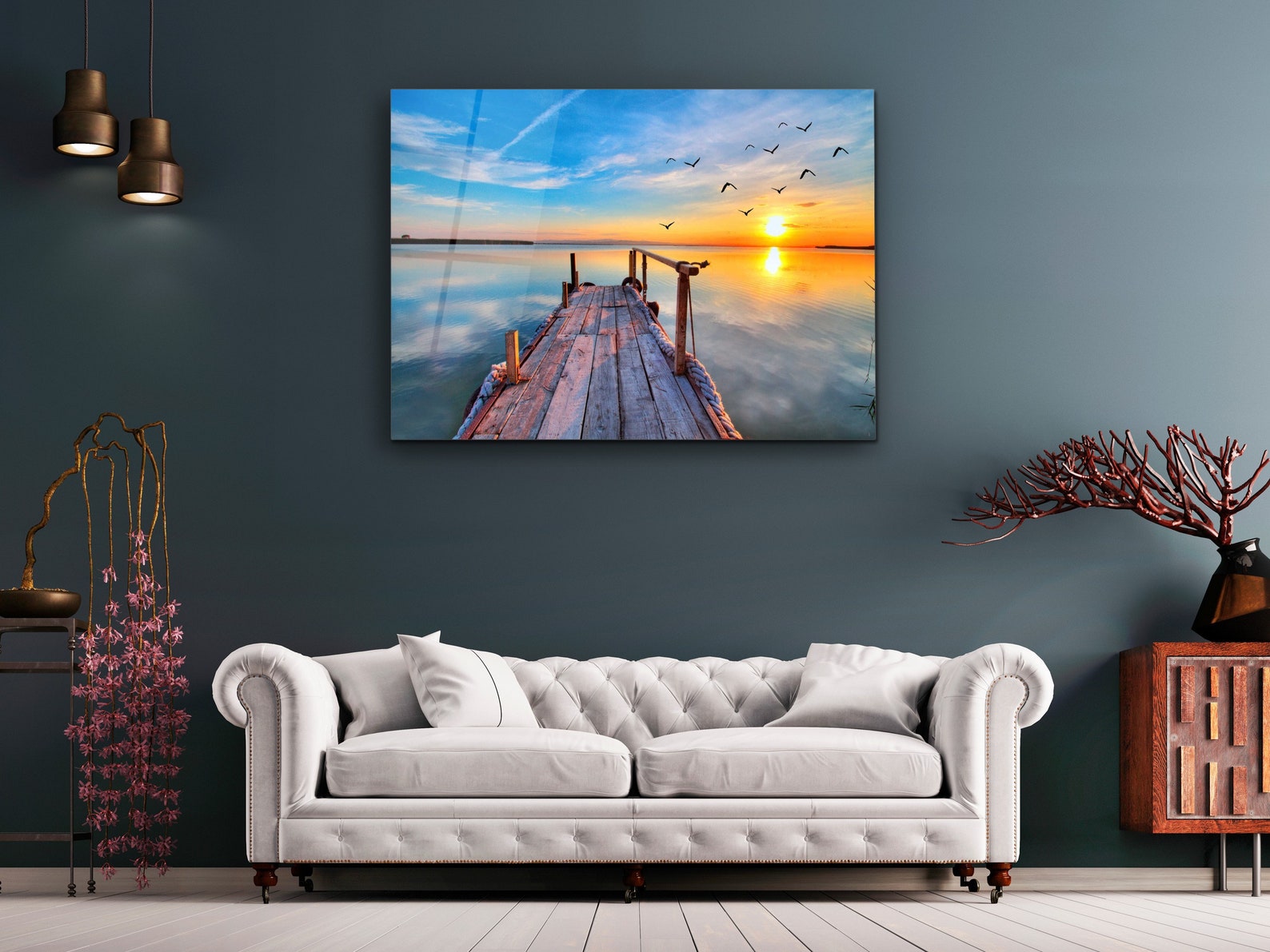 Ocean Glass Wall Art Prints Large Glass Painting Wall Hangings Wall ...