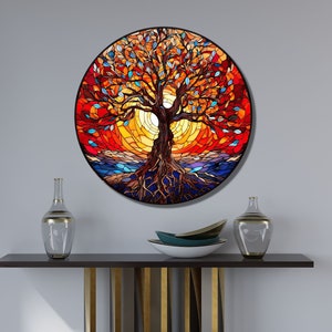 Tree of Life Stained Glass Window Wall Hangings Art Deco Panel Gift ...