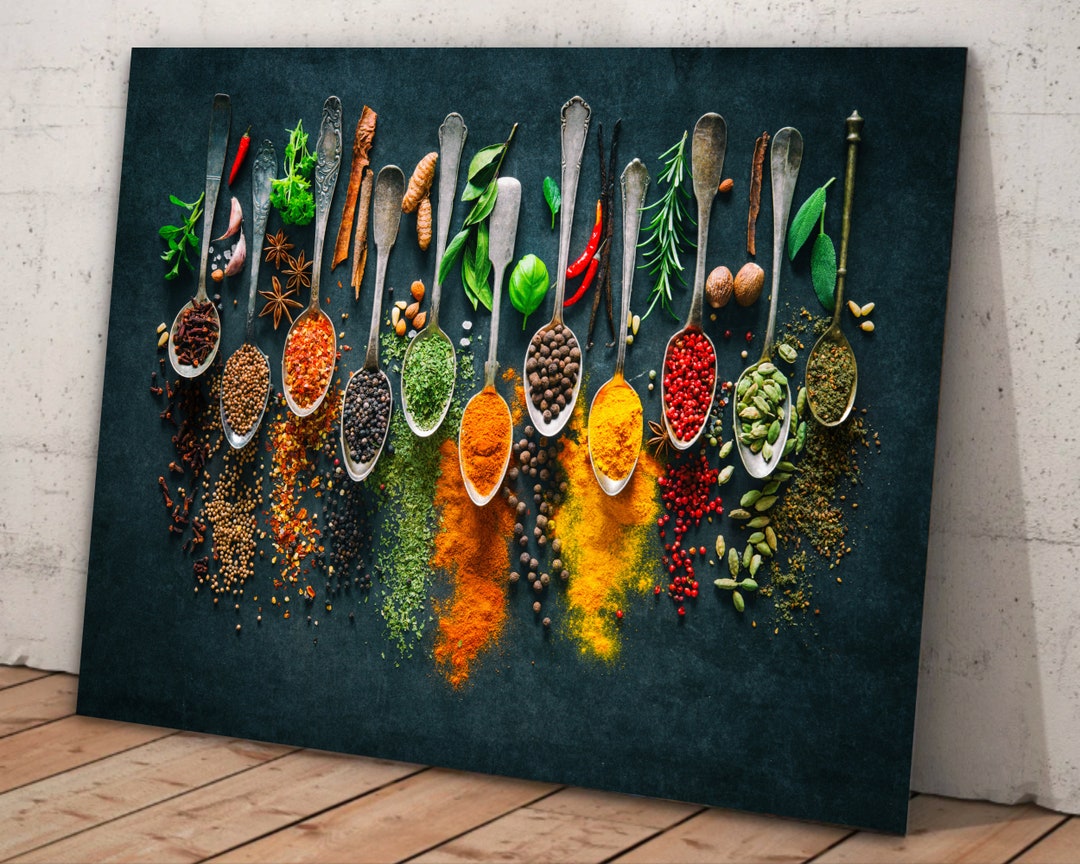 Indian Spices Glass Printing Wall Art Kitchen Wall Decor - Etsy