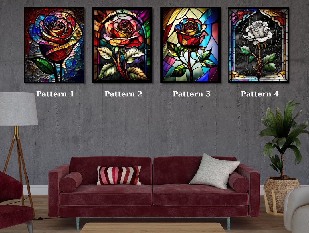 Rose Stained Glass Wall Painting Art Work North Rose Window - Etsy