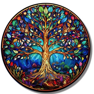 Tree of Life Stained Glass Window Wall Hangings Art Deco Panel Gift ...