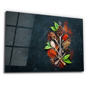 Indian Spices Glass Printing Wall Art, Kitchen Wall Decor, Home Decor ...