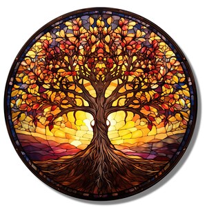 Tree of Life Stained Glass Window Wall Hangings Art Deco Panel Gift ...