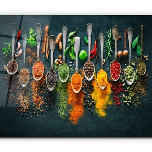 Indian Spices Glass Printing Wall Art, Kitchen Wall Decor, Home Decor ...