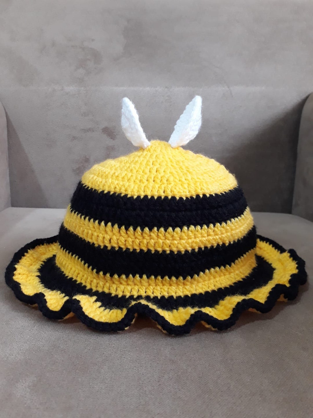 Bee Bucket Hat | Yellow Crochet Handmade Hat - Etsy