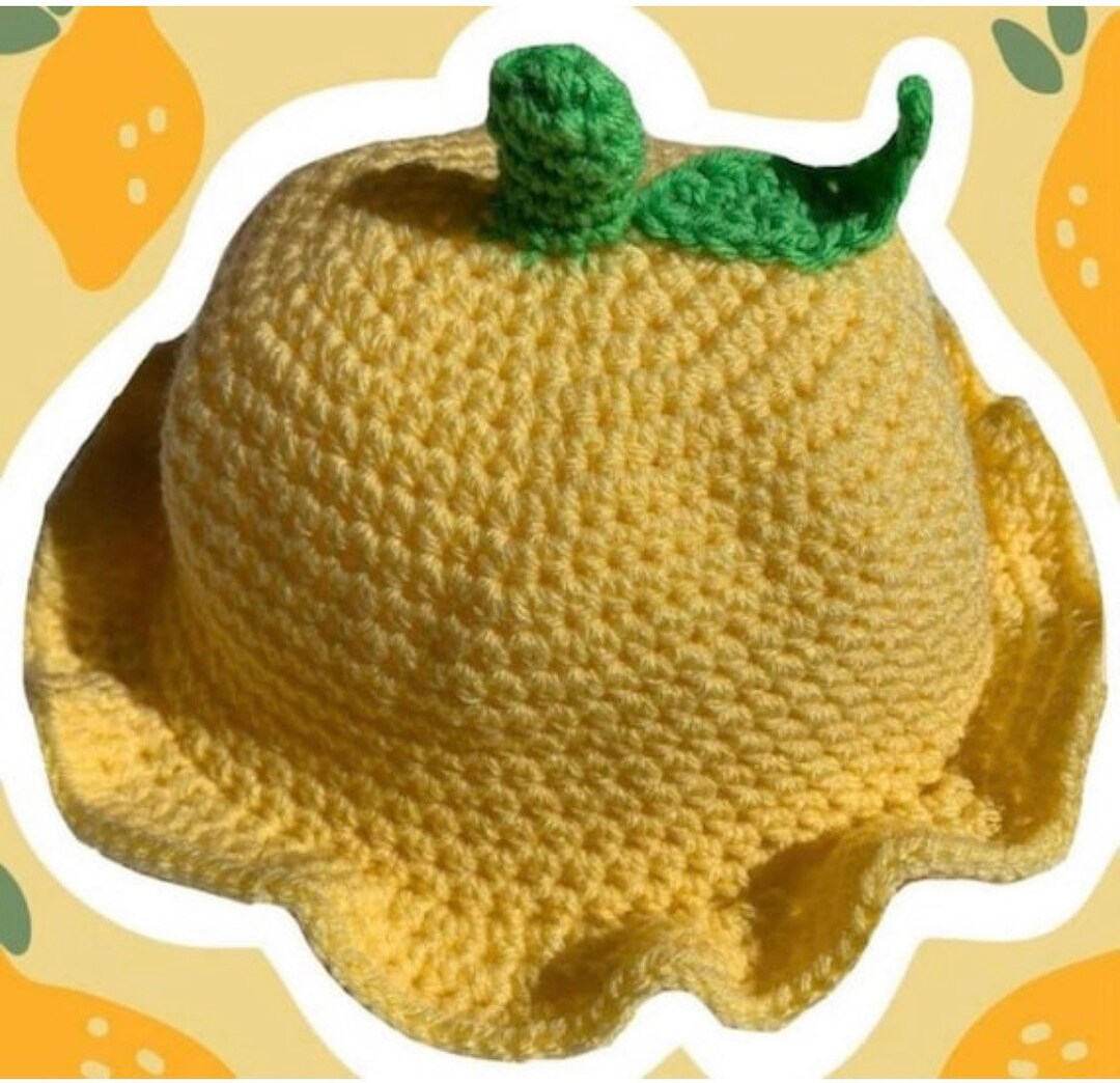 Lemon Bucket Hat Cute Fruit Crochet Handmade Hat - Etsy