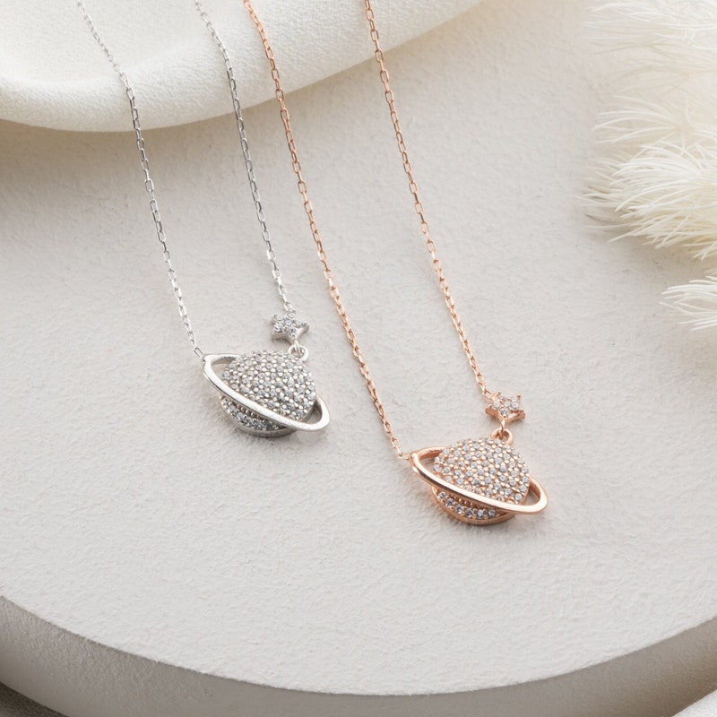 Saturn Necklace - Etsy