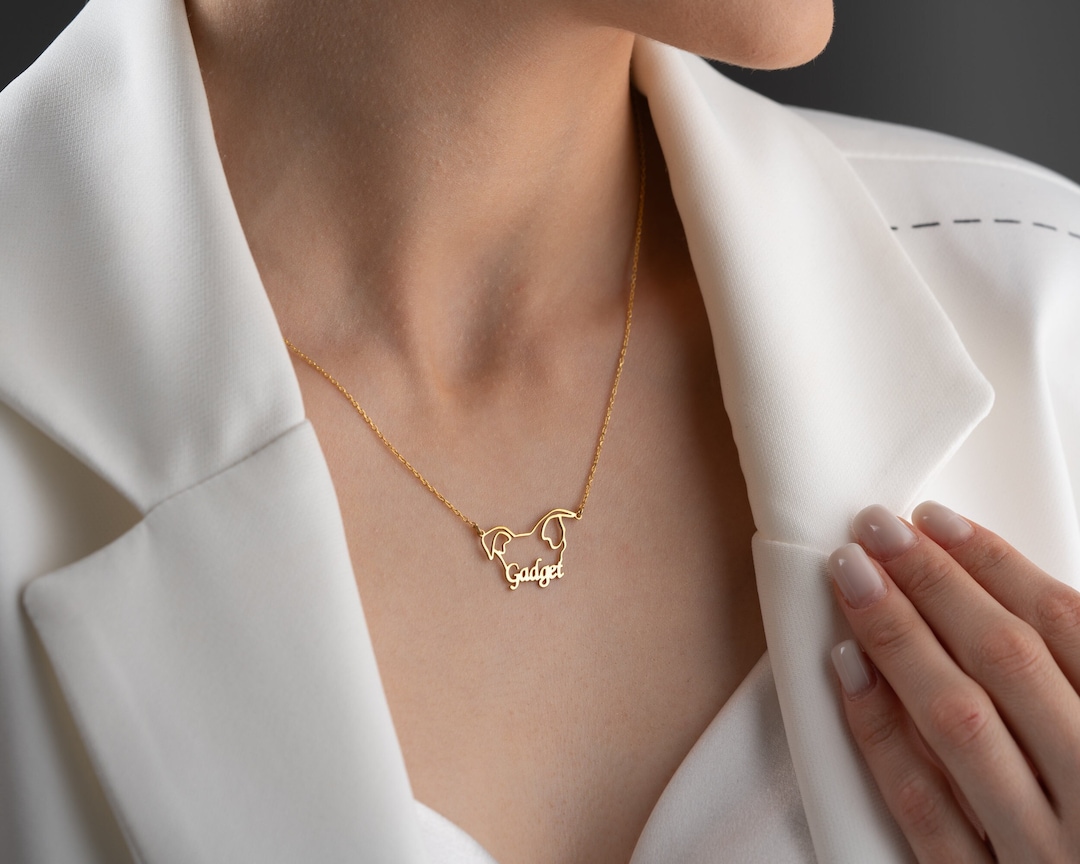 Sterling Silver Dog Name Necklace Dog Ears Necklace Pet Memorial ...