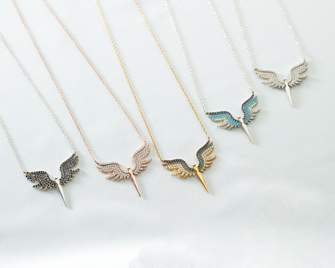 Dainty Gold Archangel Michael Wings Necklace for Women Guardian Angel ...