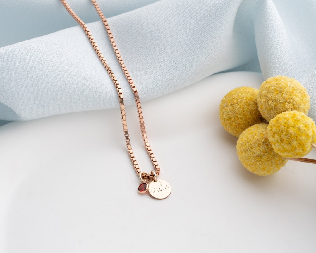 Custom Gold Disc Necklace With Name Engraved Silver Personalized Name ...