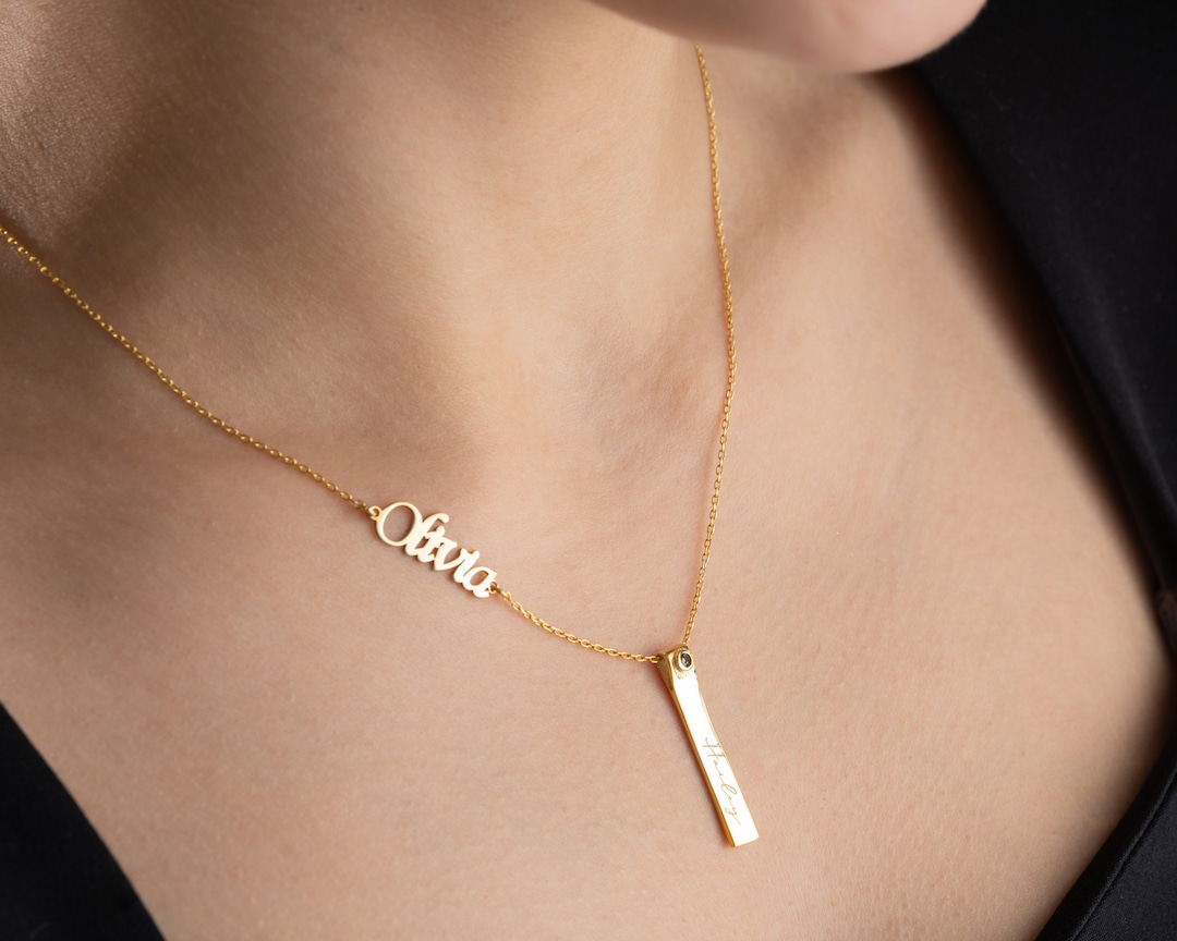Personalized Gold Name Necklace, Custom Name Necklace, Name Engraved on ...