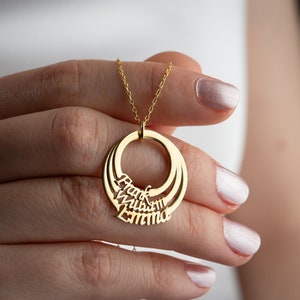 Personalized Circle Necklace Custom Interlocking Circle Necklace Family ...