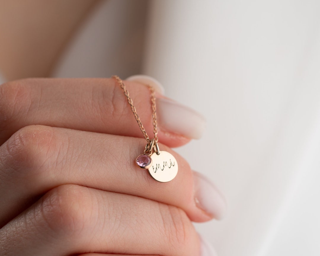 Custom Gold Disc Necklace With Name Engraved Silver Personalized Name ...