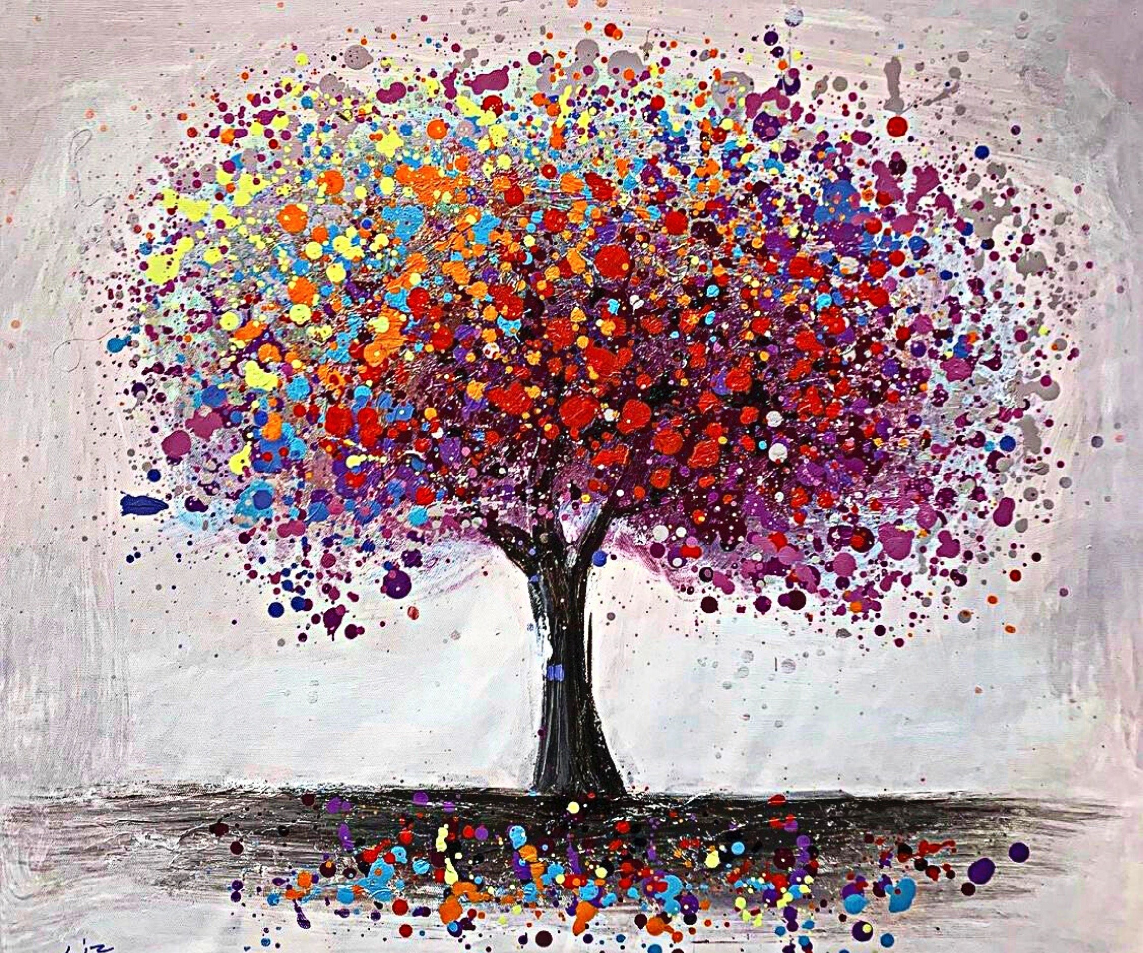 Colorful Tree. Digital Art. Downloadable Print. Figurative Art. Wall ...