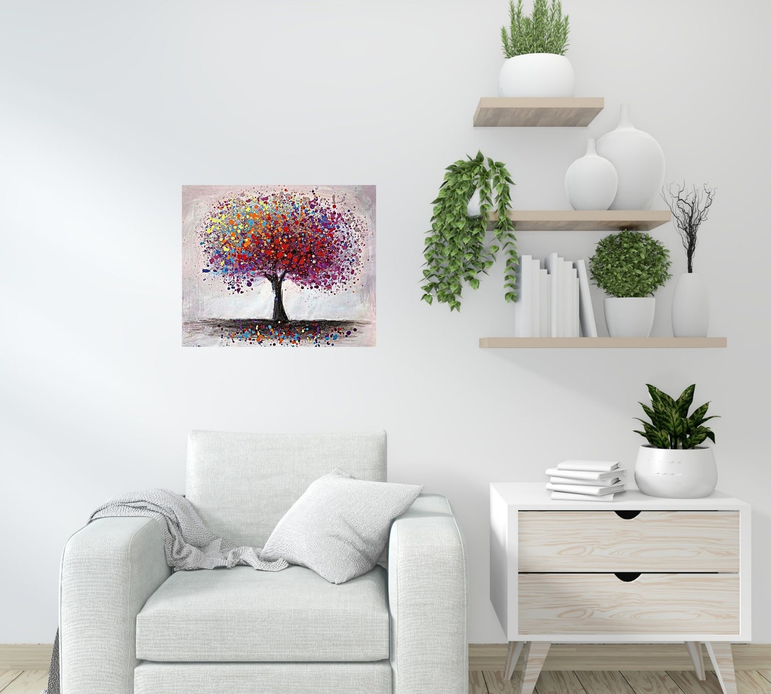 Colorful Tree. Digital Art. Downloadable Print. Figurative Art. Wall ...