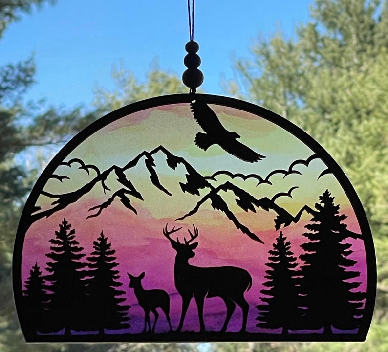 Deer Scene Sun Catcher Digital Files in SVG and PDF - Etsy
