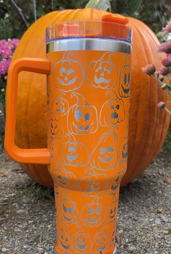 Pumpkin Jack-o-lantern Full Wrap Seamless Design Digital Files for 40oz ...