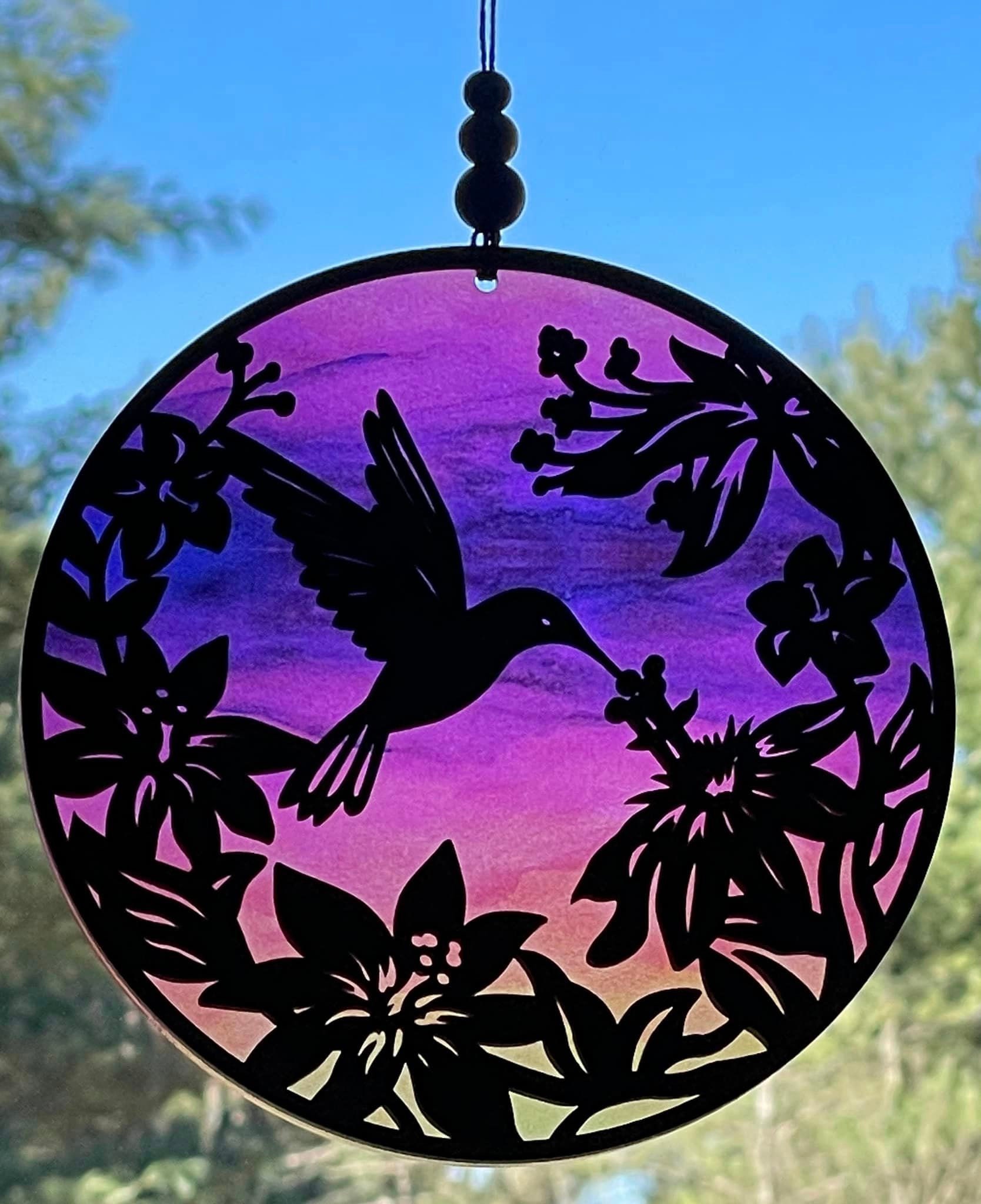 Digital File Hummingbird Floral Sun Catcher in SVG and PDF Formats - Etsy