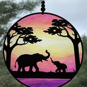 Elephant Scene Sun Catcher Digital Files in SVG and PDF - Etsy
