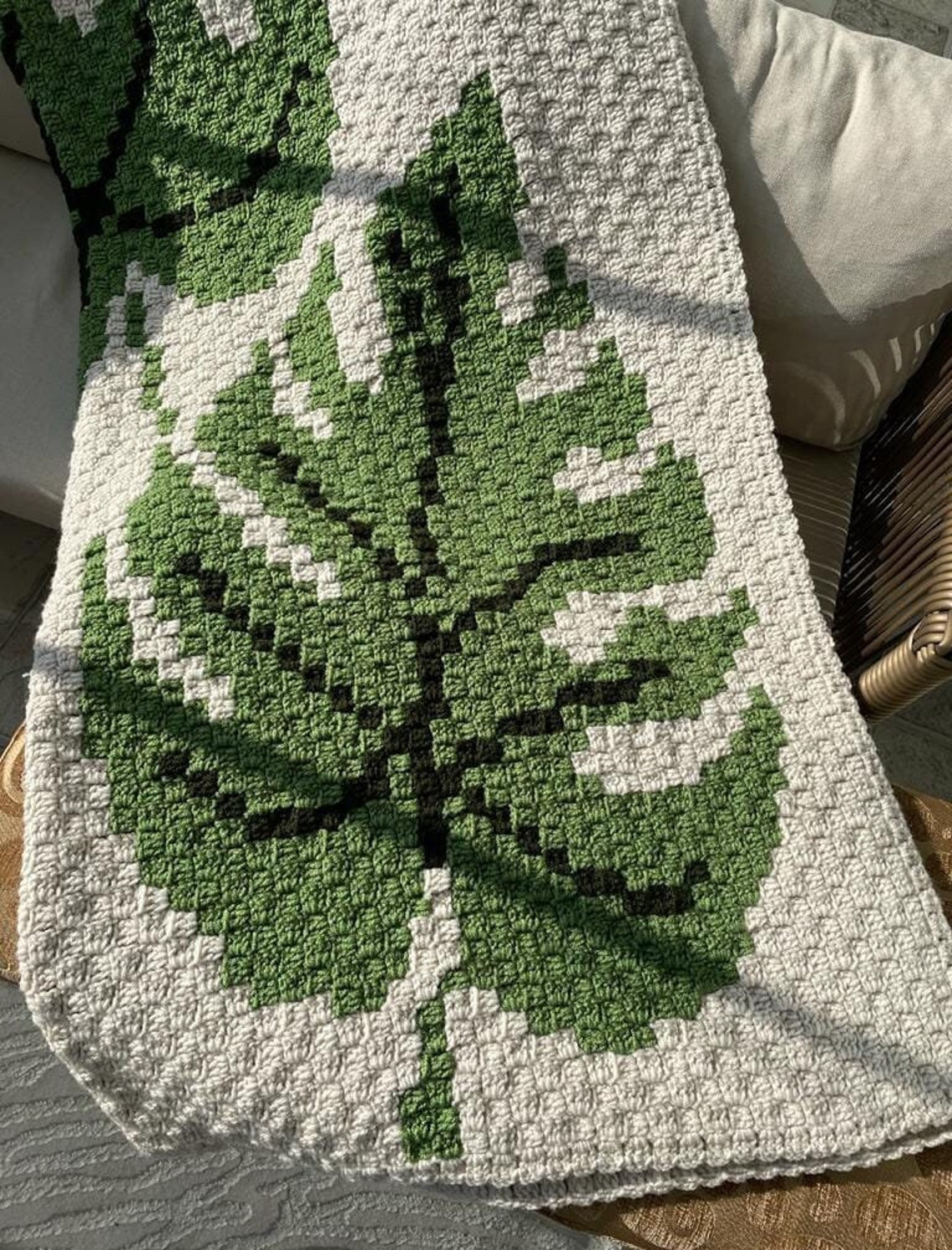 C2C Leaf Blanket PATTERN, Crochet Blanket Pattern, C2c Crochet Pattern ...