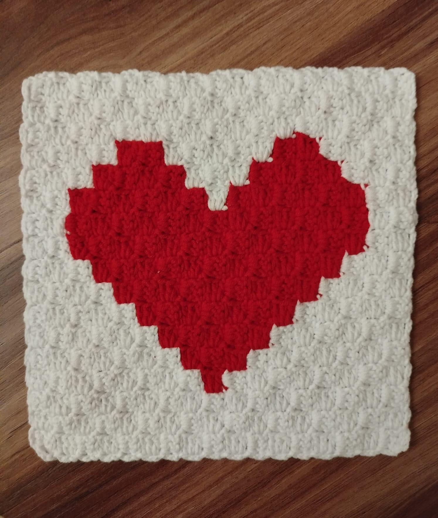 Corner to Corner Crochet Square, Heart Crochet Square, Heart Granny ...
