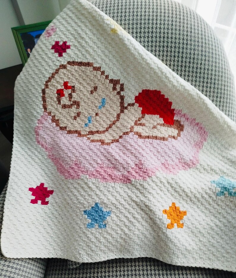 C2C Sleeping Baby Blanket Pattern, Crochet Baby Blanket Pattern, C2c ...
