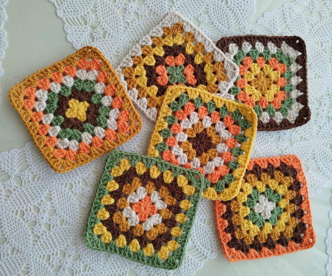 Crochet Granny Squares, Fall Autumn Colors, DIY Pieces - Etsy