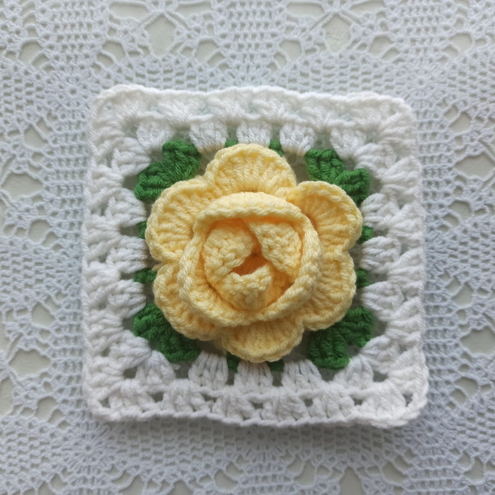 Rose Granny Squares Pieces, Crochet Rose Square Motif Set, Handmade ...