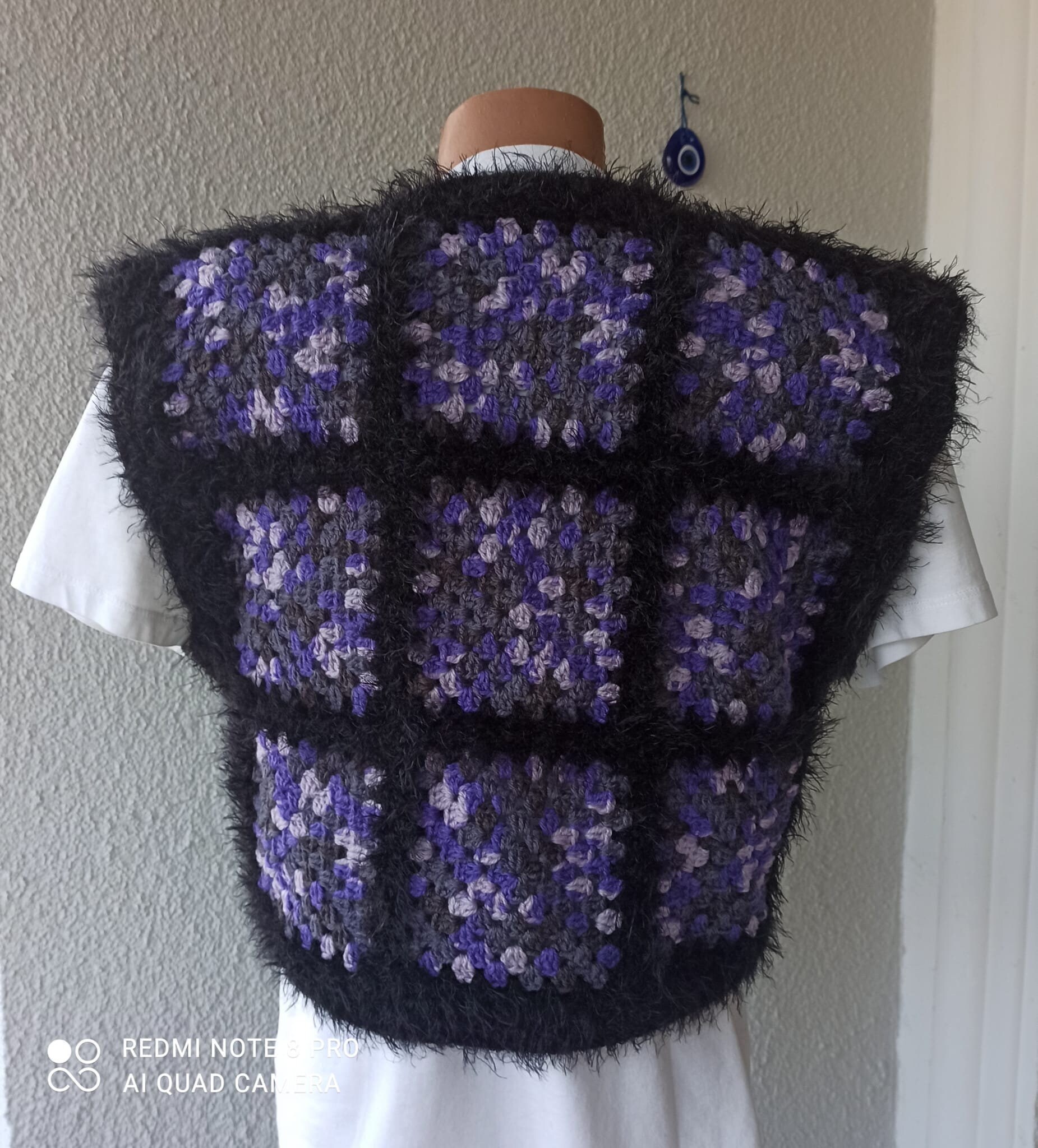 Granny Square Crochet Vest Knitted Vest Stylish Vest Purple - Etsy